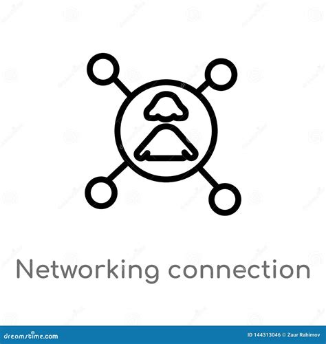 Outline Networking Connection Vector Icon Isolated Black Simple Line Element Illustration From