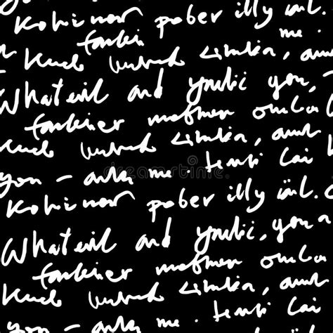 Handwritten Abstract Text Seamless Pattern Vector Script Background Stock Illustration