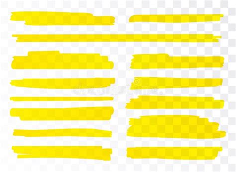 Highlight Brush Stroke Set Vector Color Marker Pen Lines Underline