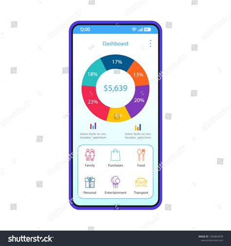 Smartphone Dashboard Interface Vector Template Mobile Stock Vector