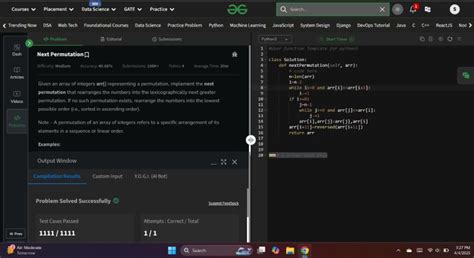 Solved Next Permutation Problem With Python Sai Shashank Chinnaparapu