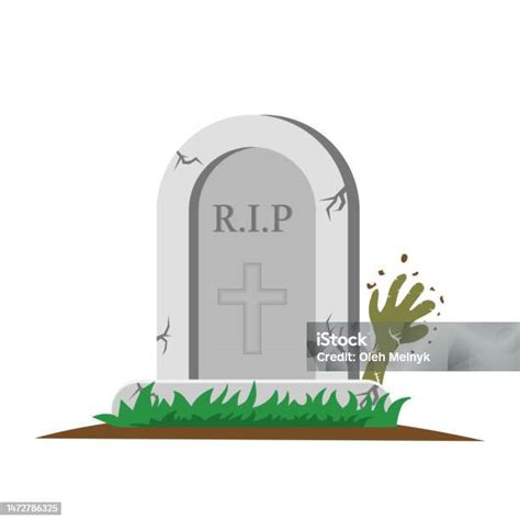 좀비의 무덤과 손 할로윈 개념입니다 죽은 사람의 묘비와 팔 으스스하고 무섭다 좀비가 무덤에서 나옵니다 벡터 이미지 Southern Arizona에 대한 스톡 벡터 아트 및
