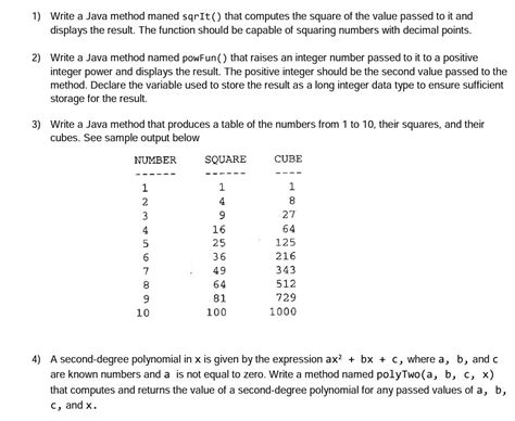 solved 1 write a java method maned sqrit that computes the