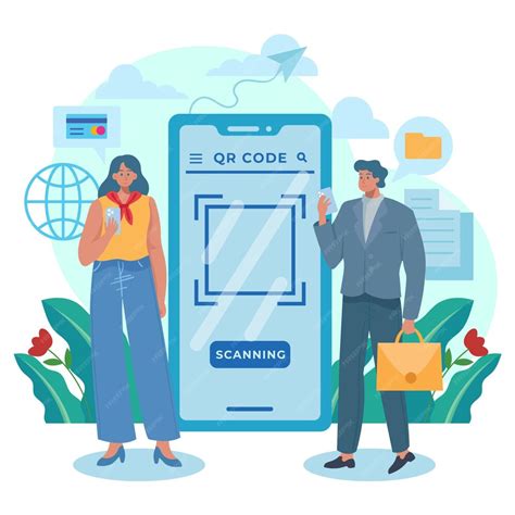 문자로 Qr 코드 스캔 개념 설명 무료 벡터