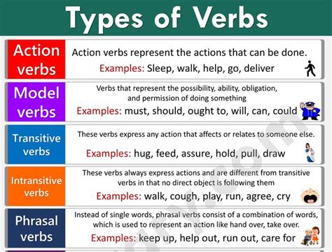 Types Of Verbs With Examples In English Verb Types Types Of Verbs