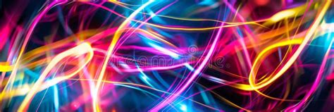 Abstract Neon Glow With Bright Lines On Dark Background Electric Vibe