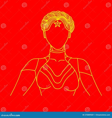 Twin Robot Lady From New Game Atomic And Heart Vector Illustration Yellow And Red Stock