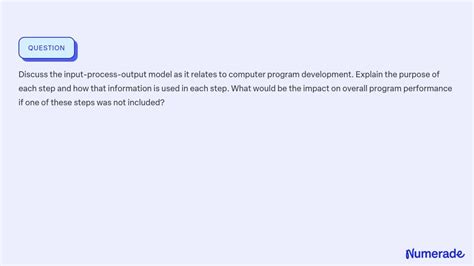 Solved Discuss The Input Process Output Model As It Relates To