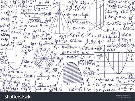 Mathematical Vector Seamless Pattern Handwritten Math Stock Vector