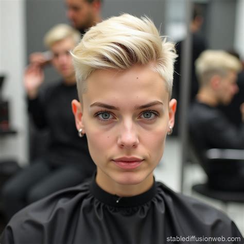 Blond Woman With Pixie Haircut In Salon Stable Diffusion Online