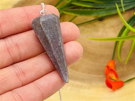 Ruby Kyanite Crystal Pendulum With Silver Plated Faceted Chain Healing Dowsing Energy Balancing