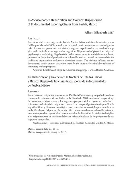 Pdf Us Mexico Border Militarization And Violence Dispossession Of