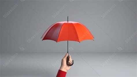 3d Rendering Of Hand Cursor Gripping A Red Umbrella Powerpoint