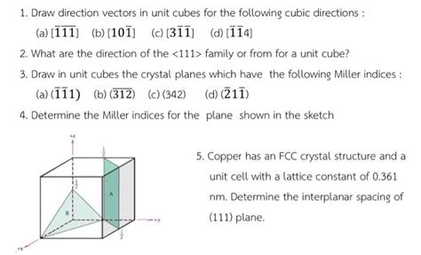 Solved 1 Draw Direction Vectors In Unit Cubes For The