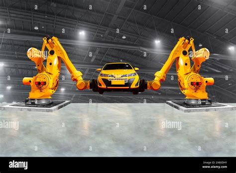 Automated Robot Arm Assembly Line Manufacturing High Tech Green Energy