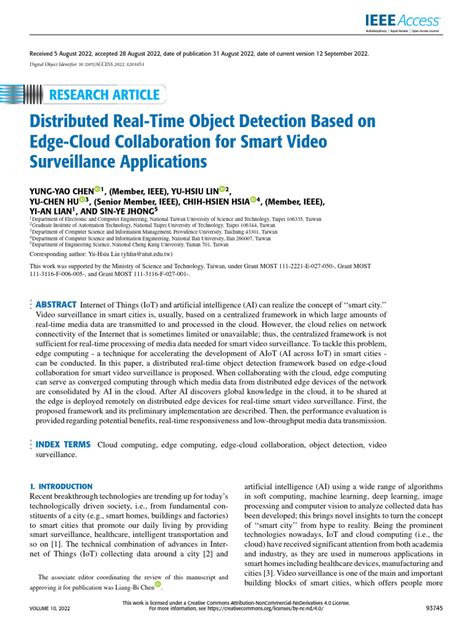 Distributed Real Time Object Detection Based On Edge Cloud