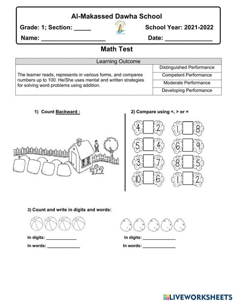 Math Test 1744380 Najah Shams Liveworksheets