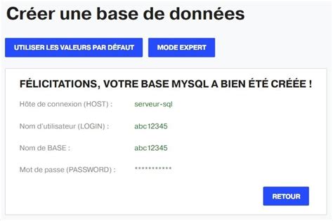 Créer une base de données MySQL Assistance Magic Online