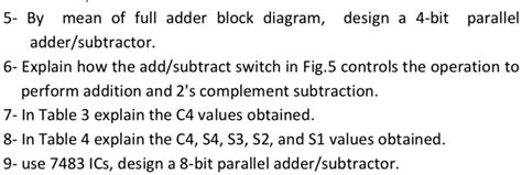Solved 5 By Means Of A Full Adder Block Diagram Design A 4 Bit