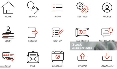 모바일 앱 웹 사이트 대시보드 및 소프트웨어 인터페이스를 위한 선형 Ui 아이콘의 벡터 세트 1부 Brand Name Online Messaging Platform에 대한