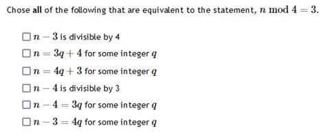 Solved Chose All Of The Following That Are Equivalent To The
