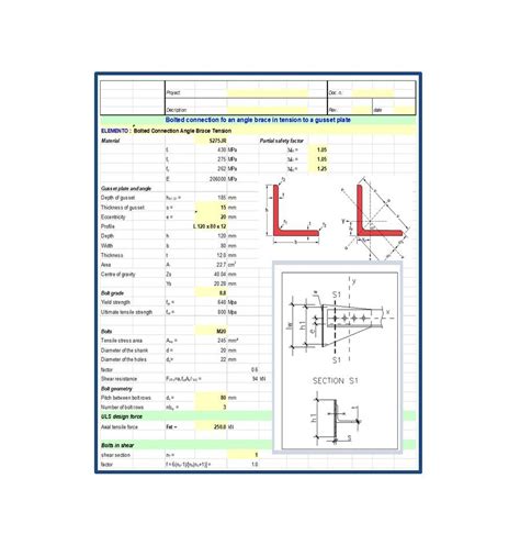 Bolted Connection Angle Brace Tension Design Excel Sheet Get Into Cart