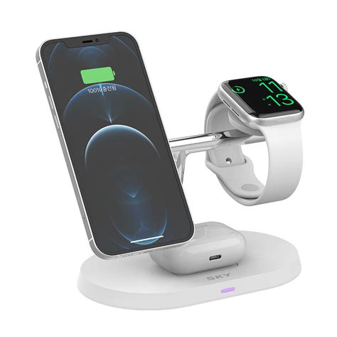 스카이 필 3in1 맥세이프 아이폰 애플워치 고속 무선충전기 W54mag Frisbee