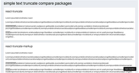 Simple Text Truncate Compare Packages Forked Codesandbox