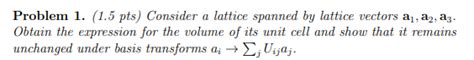 Solved Problem Pts Consider A Lattice Spanned By Chegg