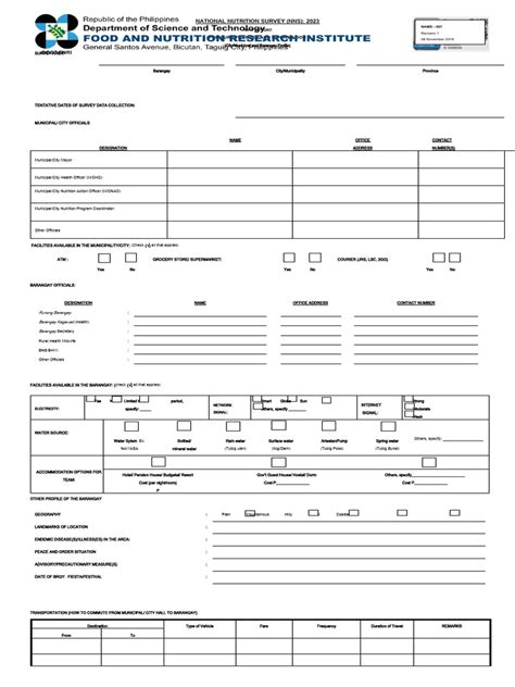 Dost Fnri Pre Survey Notes Blank Final 2 Pdf