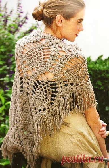 Шаль с эффектными ананасами из категории Интересные идеи Вязаные и Вяжем шали палантины