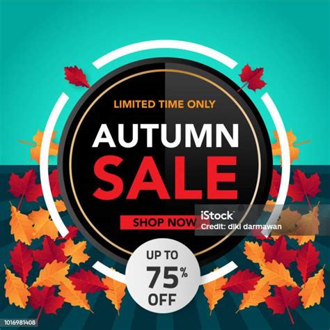 글자와가 판매 플라이어 템플릿입니다 밝은 잎을가 포스터 카드 레이블 배너 디자인입니다 벡터 일러스트 레이 션 10월에 대한 스톡 벡터 아트 및 기타 이미지 Istock