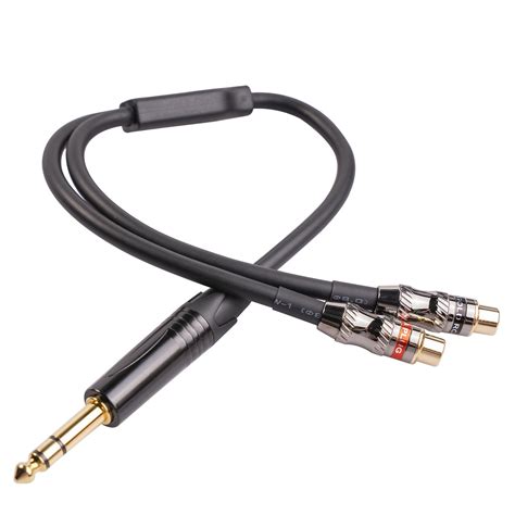 6 35mm 1 4 inch trs stereo jack male to 2 rca female plug y splitter adapter cable
