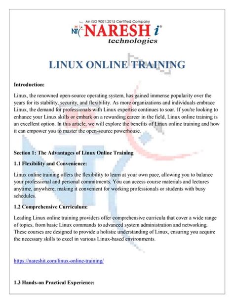 Linux Online Training Pdf