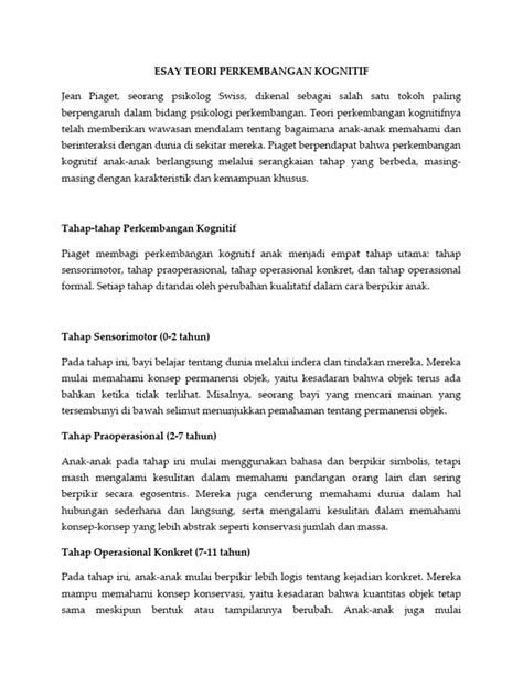 Esay Teori Perkembangan Kognitif Pdf