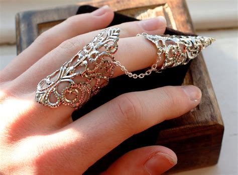 Elven Armour Finger Cuff Adjustable Silver Claw Knuckle Ring