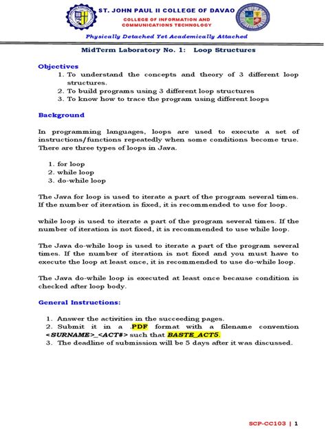 Midterm Cc103 Lab Activity 1 Pdf Control Flow Computer Programming