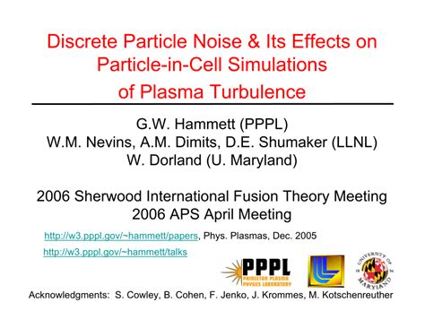 pdf discrete particle noise and its effects on particle in cell