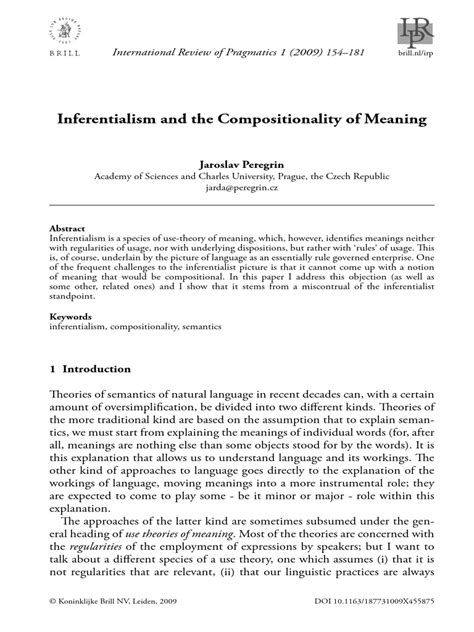 Peregrin Inferentialism And The Compositionality Of Meaning Download Free Pdf Inference