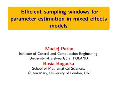 Pdf Efficient Sampling Windows For Parameter Estimation In Mixed