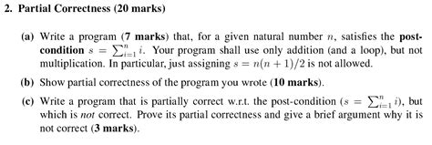 Solved 2 Partial Correctness 20 Marks A Write A Program