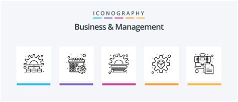 Business And Management Line 5 Icon Pack Including Network Hierarchical Structure Document