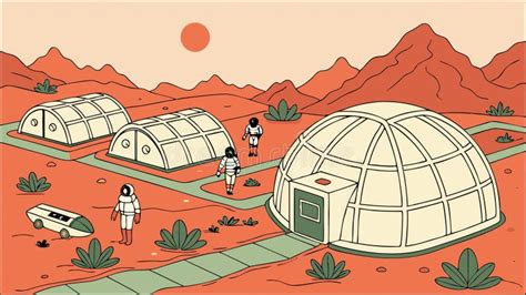 Futuristic Dome Houses Landscape Modern Living And Desert Scene Vector Design Generative Ai