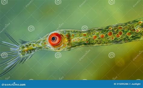 A Highly Magnified Image Of A Euglena A Flagellated Protozoan With A Prominent Red Eyespot And A