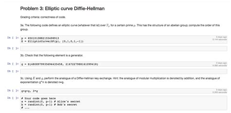 problem 3 elliptic curve diffie hellman grading