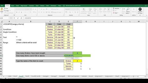 Excel Countif Function Excel Basicexcel Excelfunctions Youtube