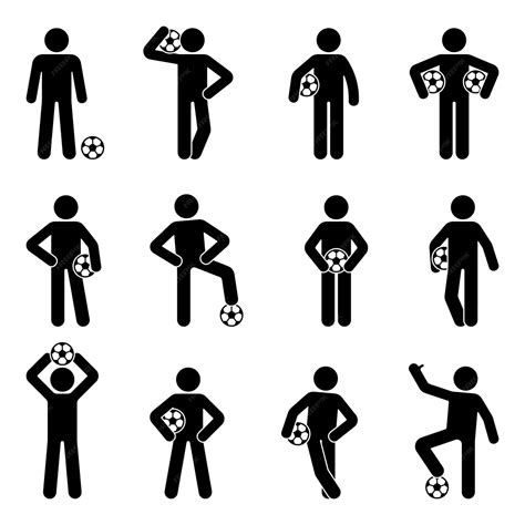 Bonhomme Allumette Joueur De Football De Football Avec Balle