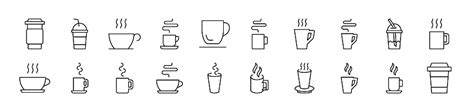 커피 또는 차 컵 관련 아이콘 세트입니다 편집 가능한 스트로크 웹 사이트 책 카드 앱에 적합 0명에 대한 스톡 벡터 아트 및 기타 이미지 Istock