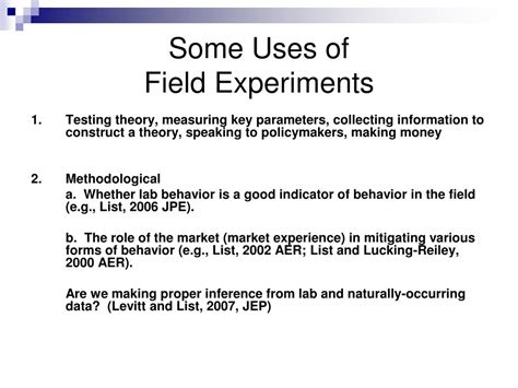 Ppt Session I An Introduction To Field Experiments John A List U