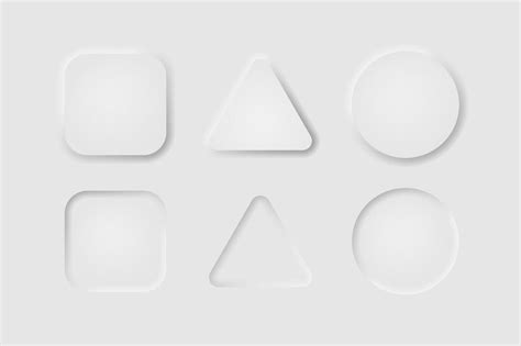 Premium Vector Editable Neumorphism Button Set In Shape Of Square Triangle And Circle For Web